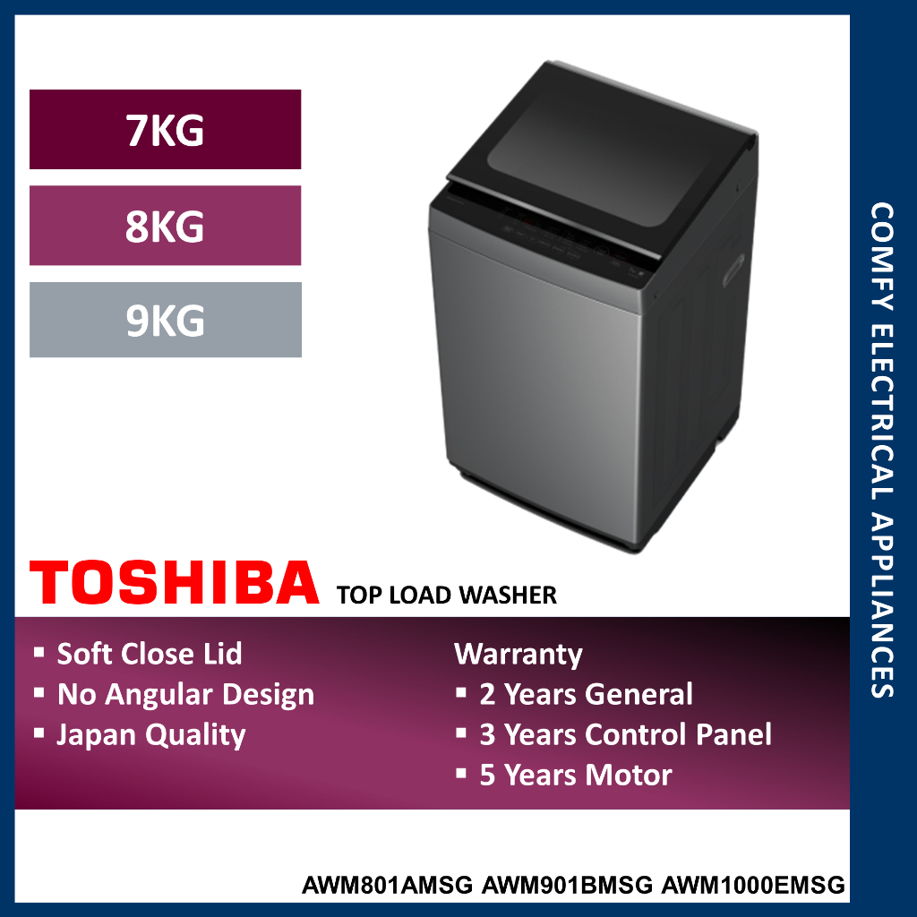 Toshiba 7KG 8KG 9KG Fully Auto Washing Machine Mesin Basuh 7KG AW-J800AM AW-M801AM(SG) / 8KG AW ...
