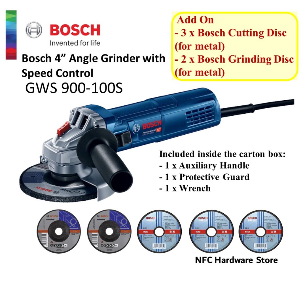 BOSCH GWS 900-100S 4" Angle Grinder 900W - Speed Control | Shopee Malaysia