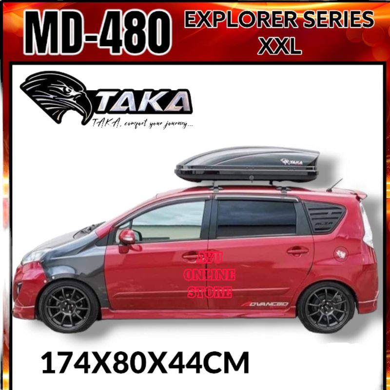 TAKA MD-480 Car Roof Box [Explorer Series] [XXL Size] [Glossy Black ...