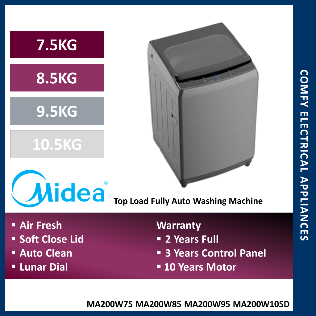 Midea 7.5KG 8.5KG 9.5KG 10.5KG Top Load Washer Fully Auto Washing ...