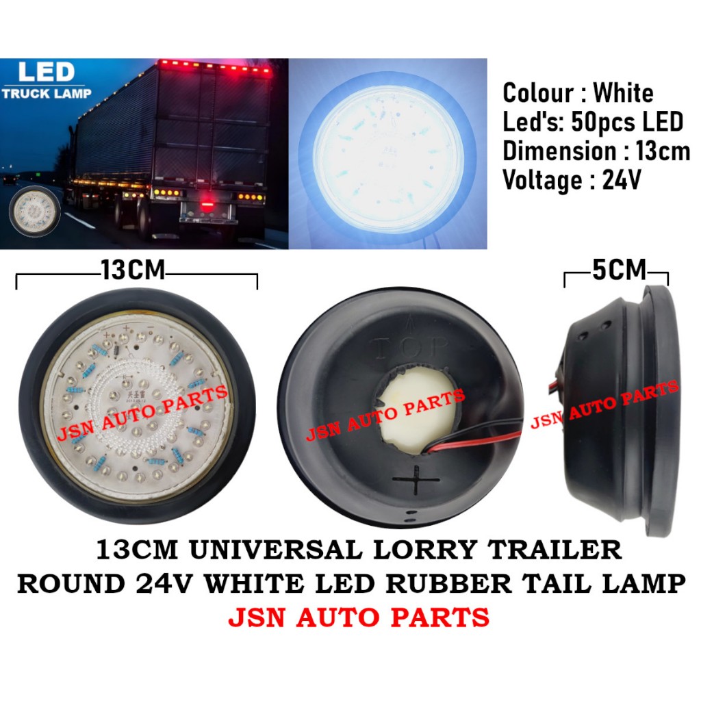 J101S13 13CM UNIVERSAL ROUND WHITE 24V LED LORRY BUS TAIL LAMP TAIL ...