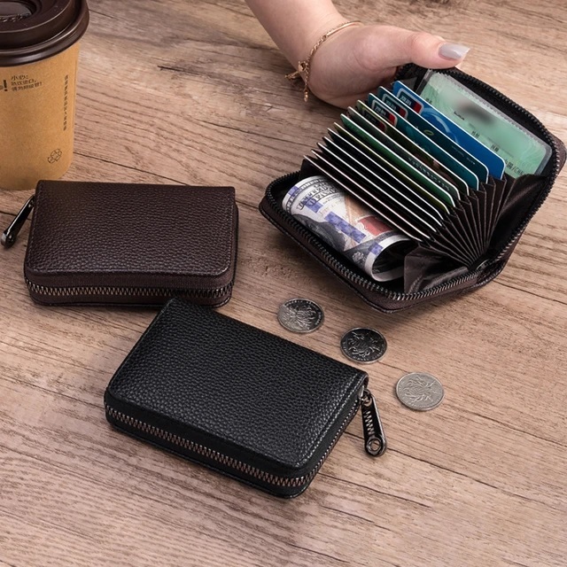 Wallet Zipper PU Leather Credit Card Holder With Multiple Card Slots ...