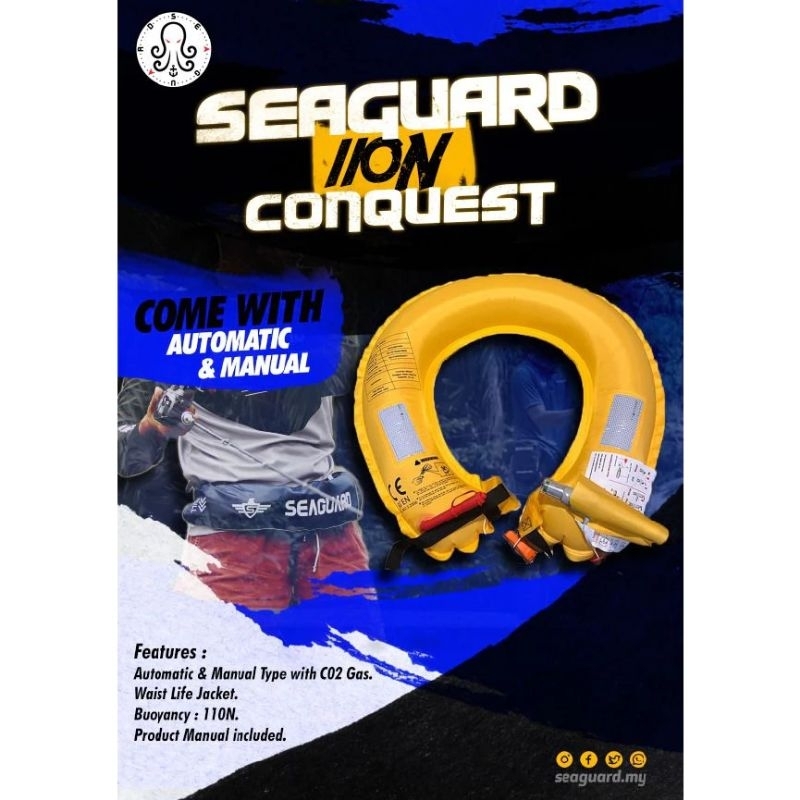 SEAGUARD CONQUEST 110N AUTO - INFLATABLE WAIST LIFE JACKET (PFD ...