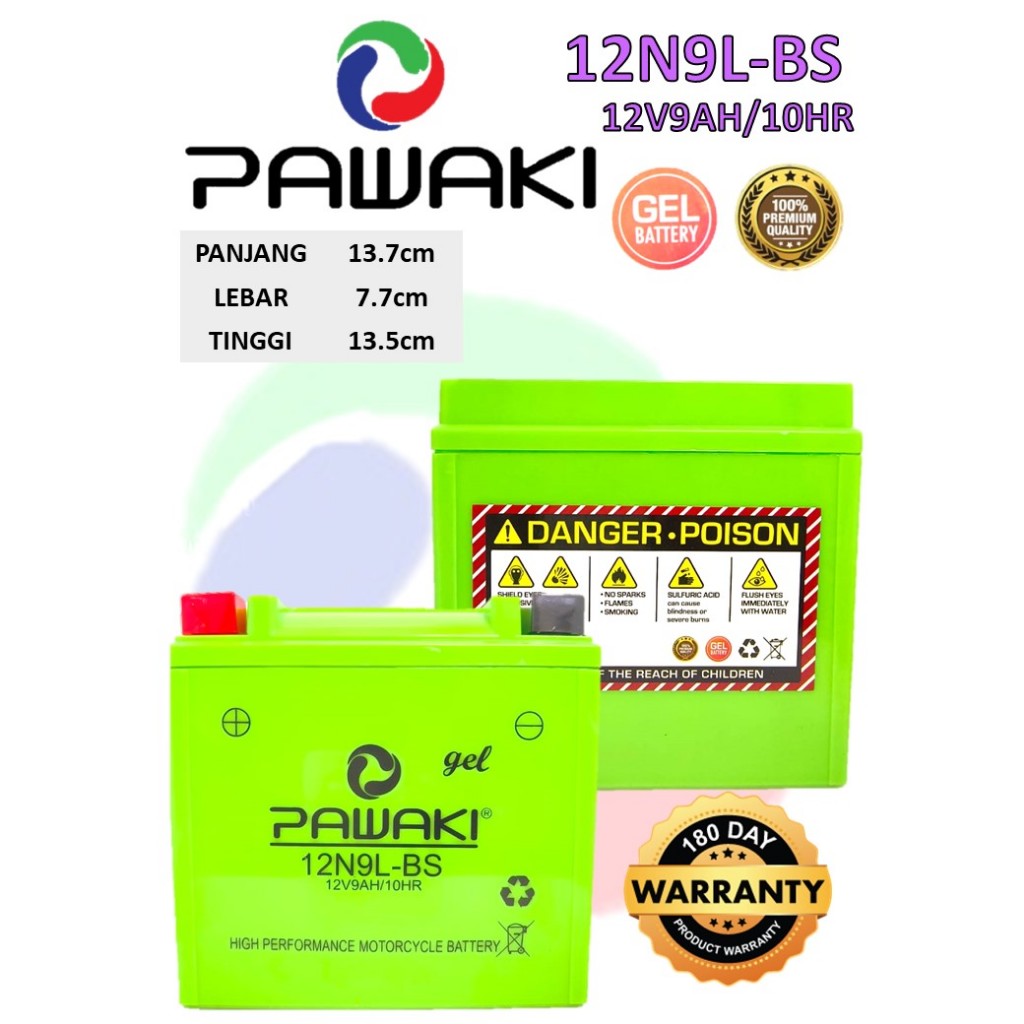Pawaki Gel Bateri Motor 12N9L-BS Battery Motorcycle MODENAS JAGUH 175 ...