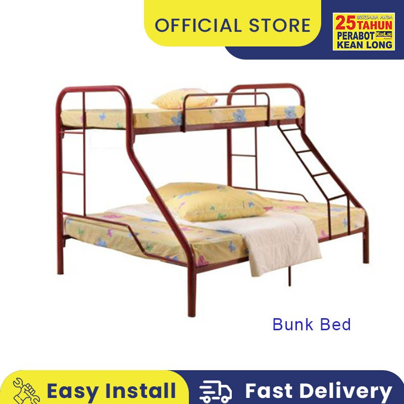 KLSB Super Strong Queen + Single Double Decker Bunk Bed Metal Bedframe ...
