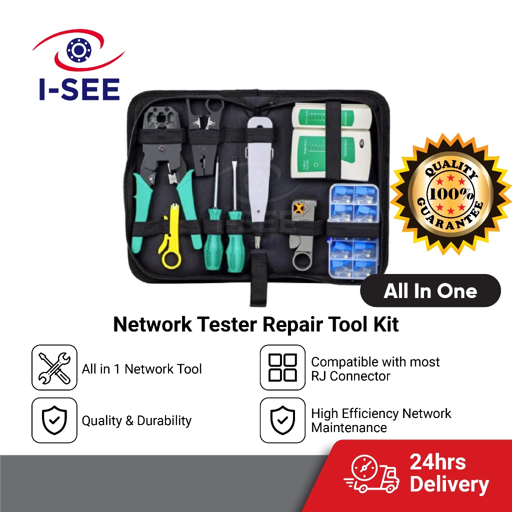 Network Tester Repair Tool Kits(RJ45 Crimping Pliers Portable Cable ...