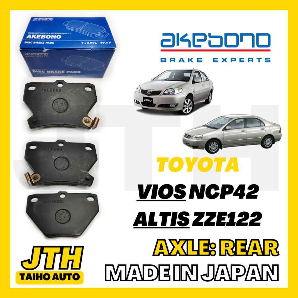 TAIHOAUTO AKEBONO Rear Brake Pad Toyota Vios NCP42 Toyota Altis ZZE122 ...