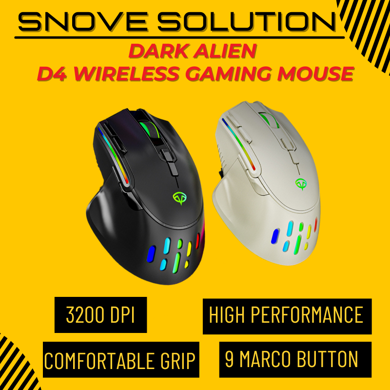 Dark Alien D4 2.4GHz Wireless Mouse Rechargeable Light Weight Ergonomic ...
