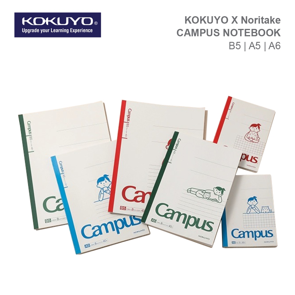 KOKUYO X Noritake Campus Notebook A6 - 5mm Grid | A5 - 8mm Line | B5 - 8mm Line | Random Colours ...