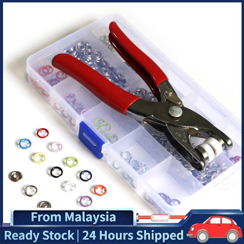 100 Sets 10 Colors Button Plier Tool Metal Snap Button Plier Set ...