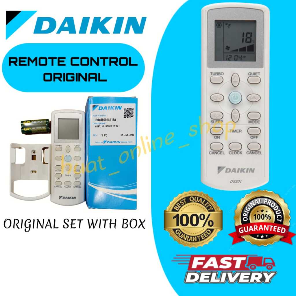 Daikin Aircond Remote ControL Original 100% (FREE Battery) Original ...