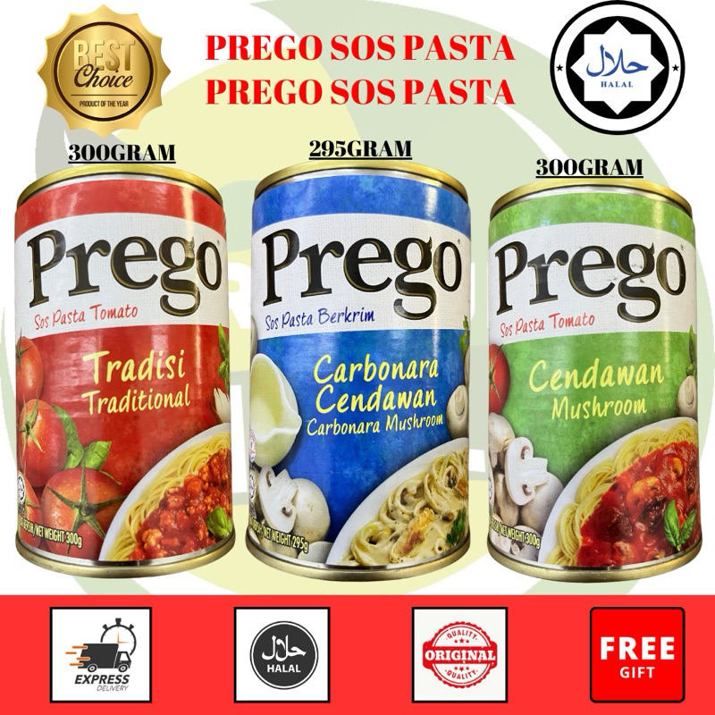 PREGO SOS PASTA CARBONARA/TRADISIONAL/CENDAWAN 300GRAM [+FREE GIFT ...