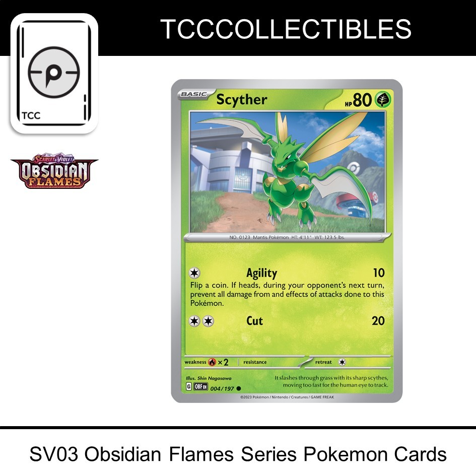 [100% Genuine] Pokemon PTCG Obsidian Flames: Scyther - 004/197 [TCCCOLLECTIBLES] | Shopee Malaysia