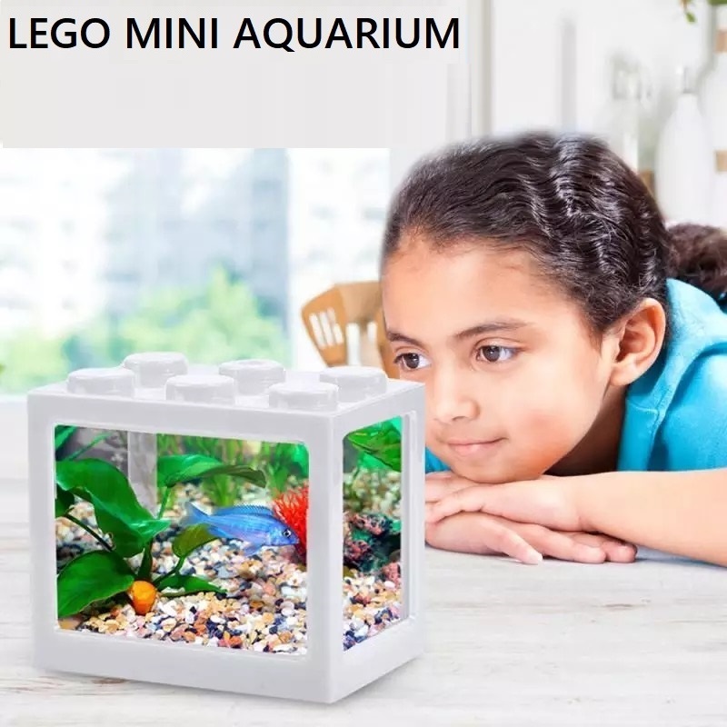 H2 Mini Aquarium Betta Fish Lego Block Fish Tank , Akuarium Mini Ikan ...