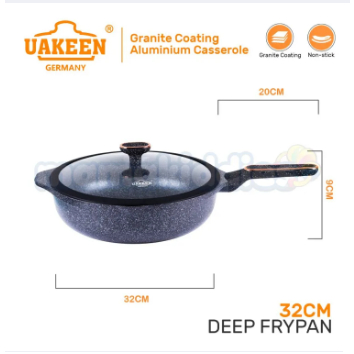 (MINOR DEFECT) Uakeen Original 20-32Cm Deep Frying Pan Granite Non ...