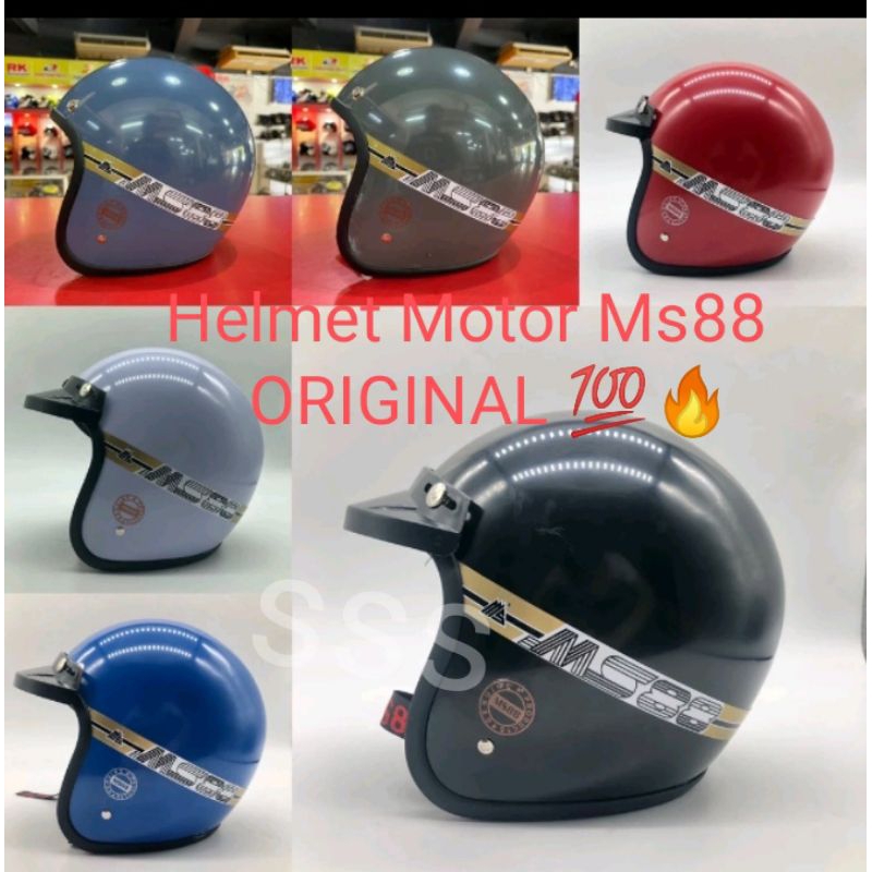 Size 57 Sale🔥 MS88 Topi Helmet Keledar motor Tali Merah Red Black hitam ...
