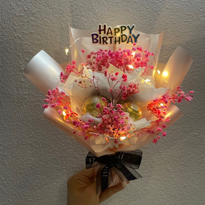 Bouquet Birthday Chocolate Gift Box Ferrero Rocher Dried Baby Breath ...