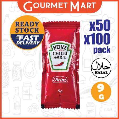 HEINZ CHILLI SAUCE SS SACHETS 9G 50PCS / 100PCS ( EXP DATE : 15/05/2026 ...