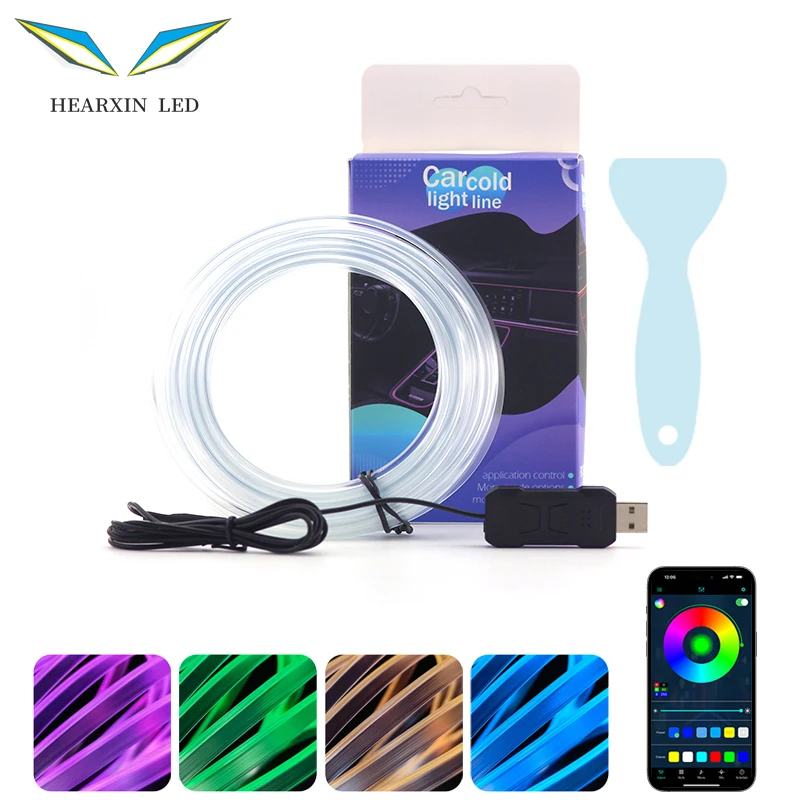 App Control Led Car Interior Neon Lights Strip RGB Multiple Modes DIY ...