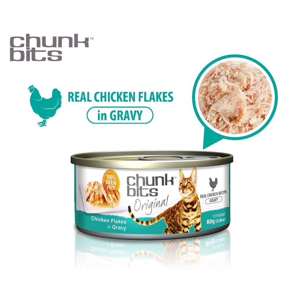 CHUNKBITS Cat Canned Food - Chicken Flakes In Gravy (80g) | Shopee Malaysia