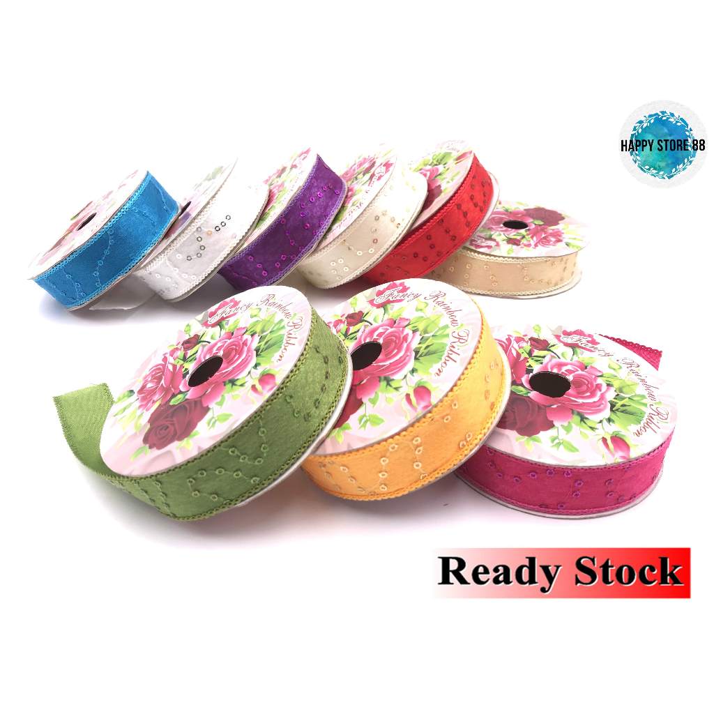 1'' (2.54cm) Sequin Satin Ribbon / Reben Satin Labuci (10yards/roll ...