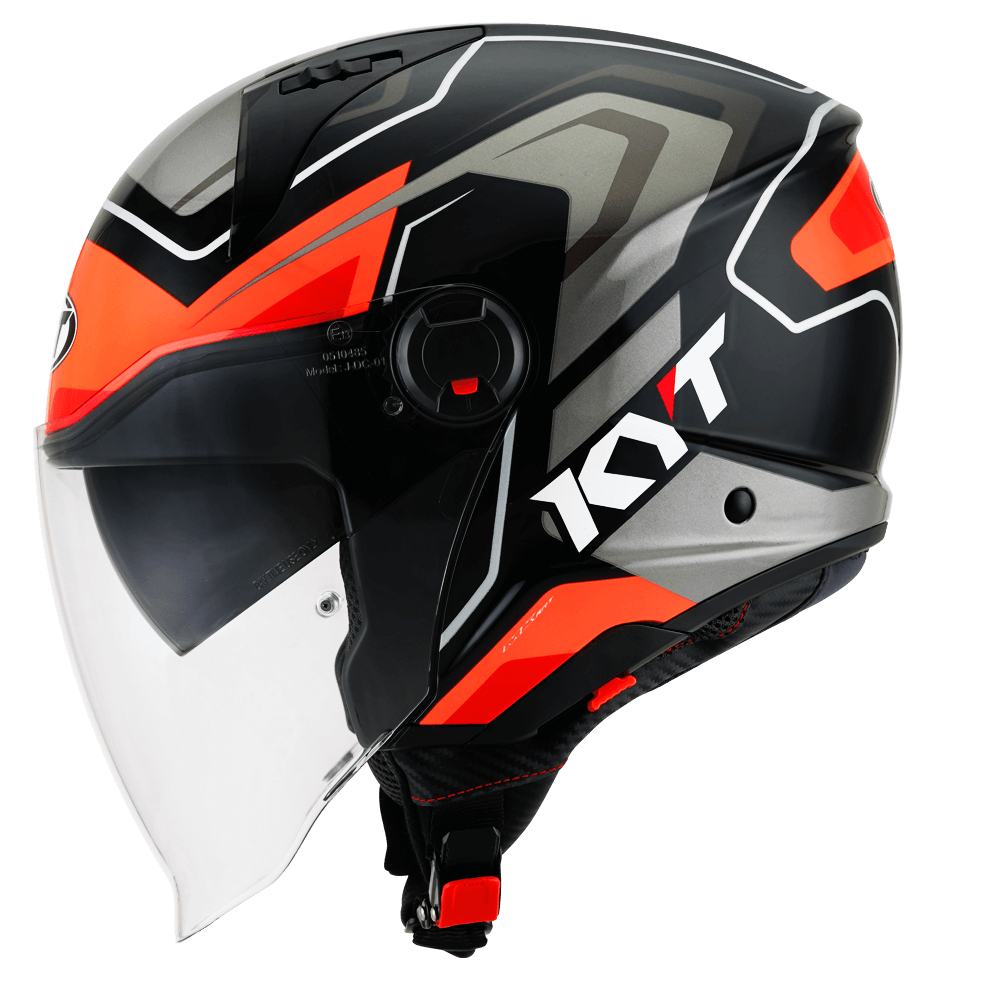 (Open Face Double Visor) KYT Helmet - D-City Overtech Black Orange ...