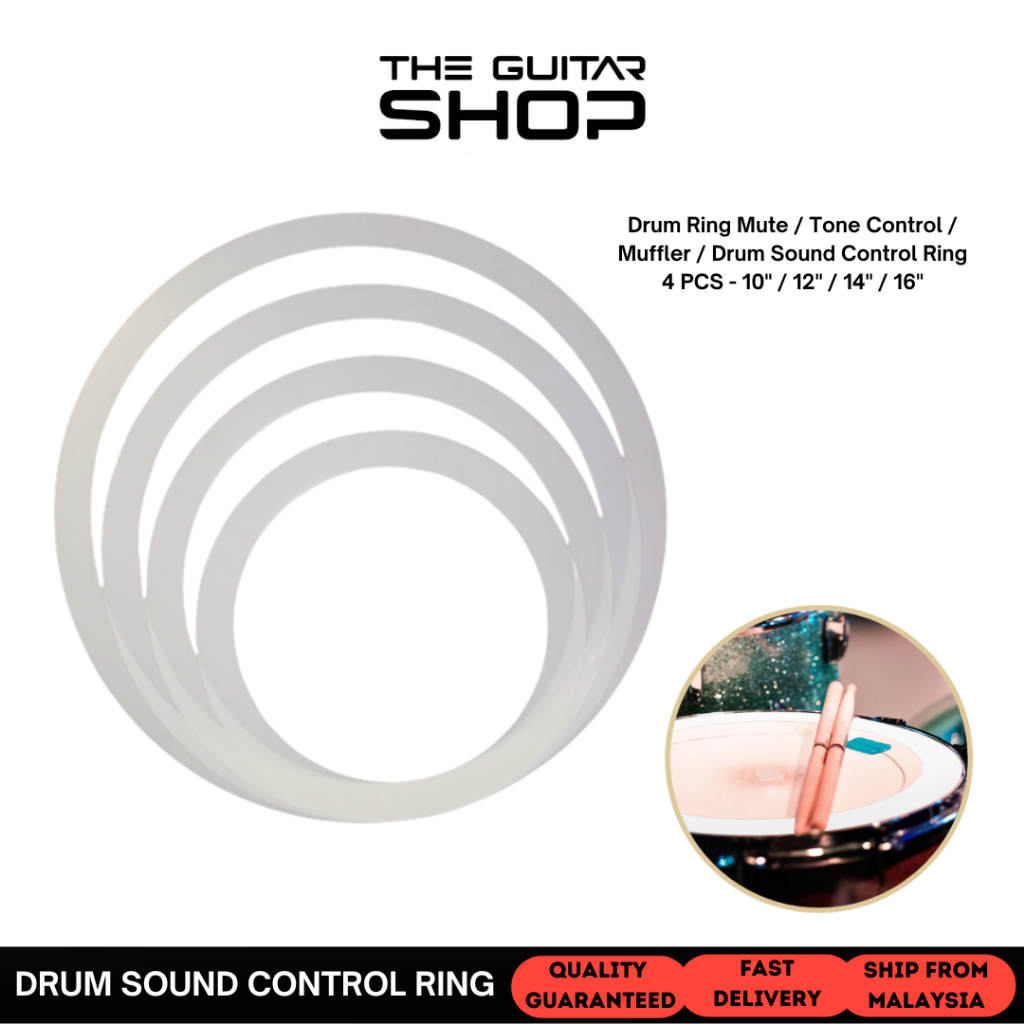 Drum Ring Mute / Tone Control / Muffler / Drum Sound Control Ring 4 pcs ...