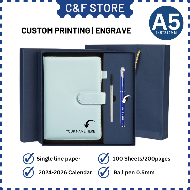 CUSTOM ENGRAVE Notebook A5 Planner Journal Notebook sketch book Buku ...