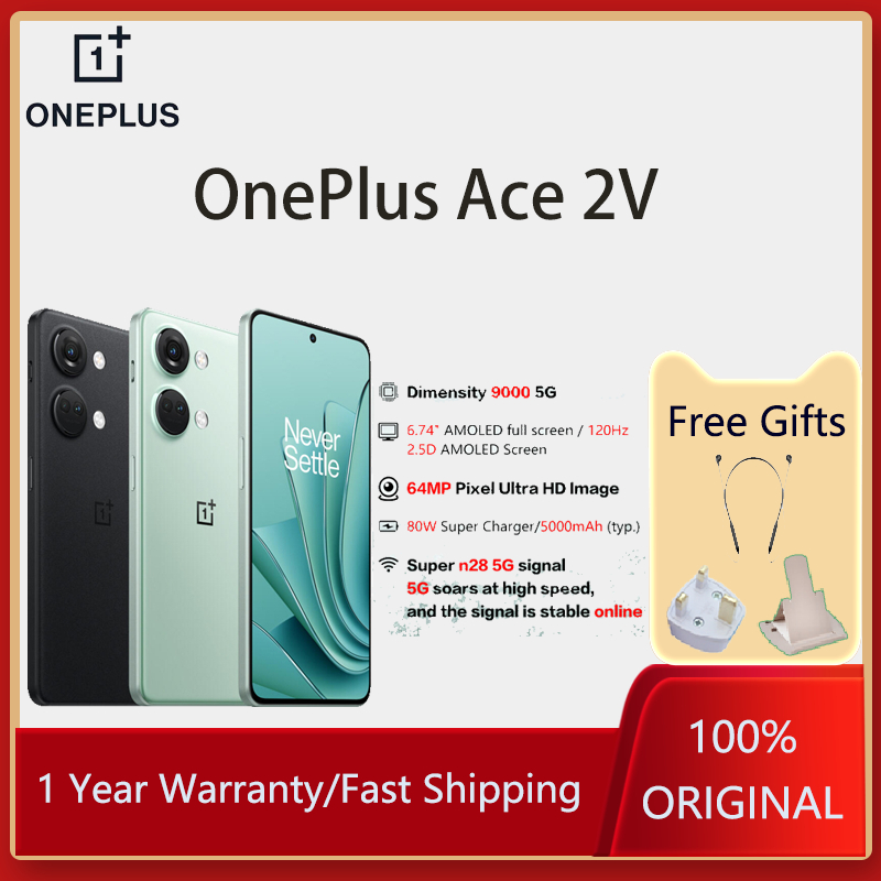 OnePlus Ace 2V 5G Smartphone Dimensity 9000 6.74 inch 2.5D AMOLED Flexible Display 80W Flash ...