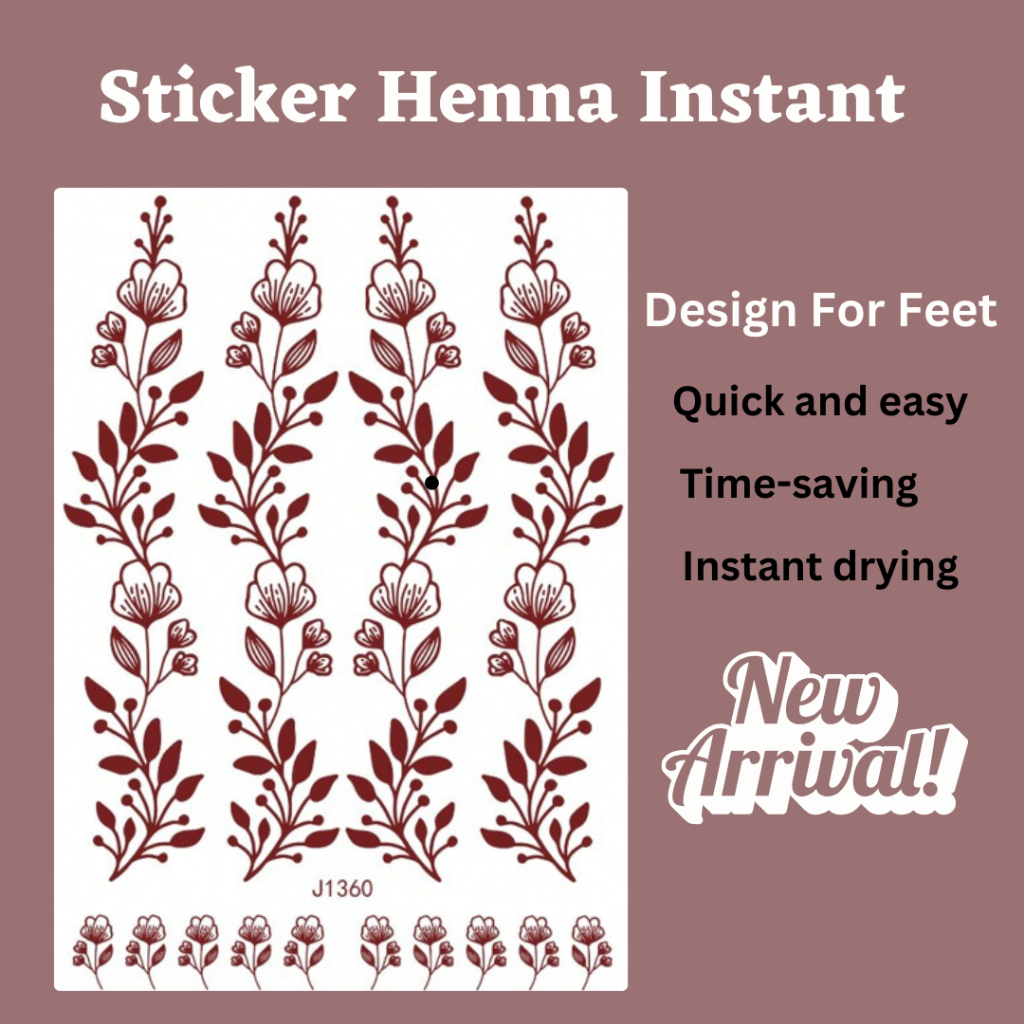 Pelekat Inai Kaki Sementara Warna Merun Tahan Air Untuk 2 Belah Kaki ...