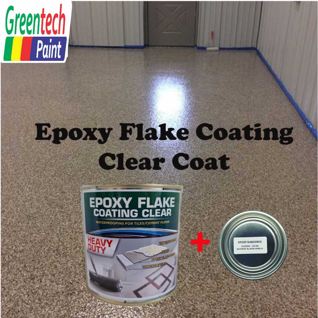 Epoxy Flake Clear Coat ( WITH HARDENER ) 1L / FOR FLAKE COLOUR EPOXY /Flake Clear Coating ...