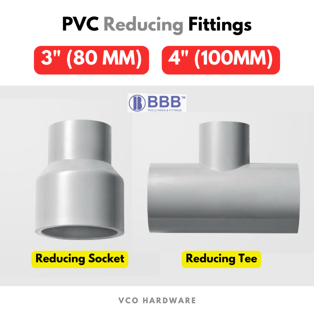 [ 3" / 4" ] Bina PVC Reducing Fittings 80 MM 10 MM/ PVC Connector/Paip ...