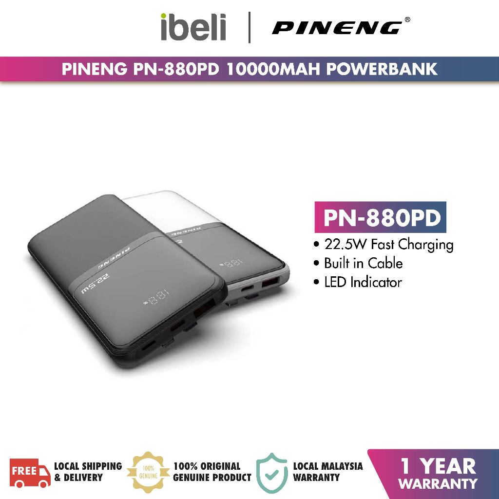 【New】Pineng PN-880PD/PN881PD + QC 3.0 10000mAh/20000mAh Power Bank 22 ...