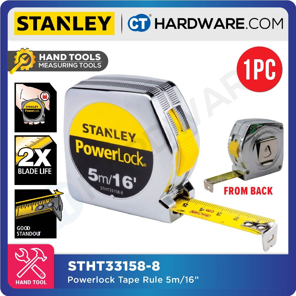STANLEY STHT33158-8 POWERLOCK MEASURING TAPE 5M/16" [ 33-158 ] - 1PC ...