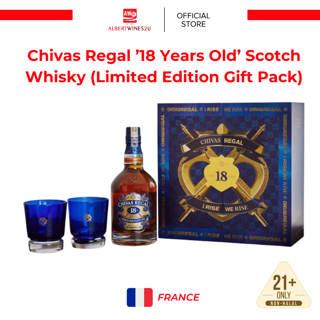 Chivas Regal ’18 Years Old’ Scotch Whisky (Limited Edition Gift Pack with 2 Glasses) | Shopee ...