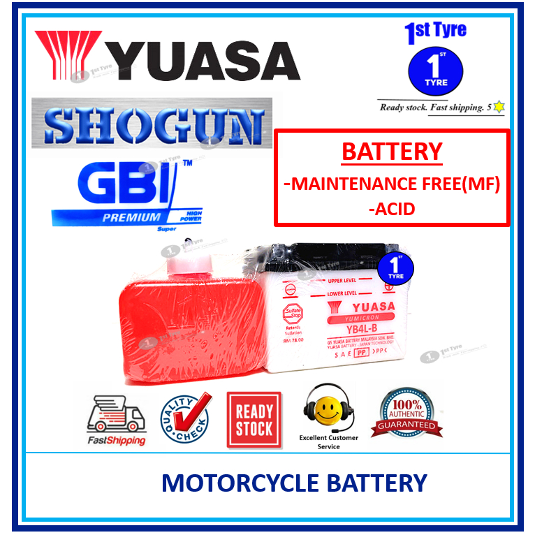 YUASA, SHOGUN, GBI 100% Original Conventional Battery (MAINTENANCE FREE ...