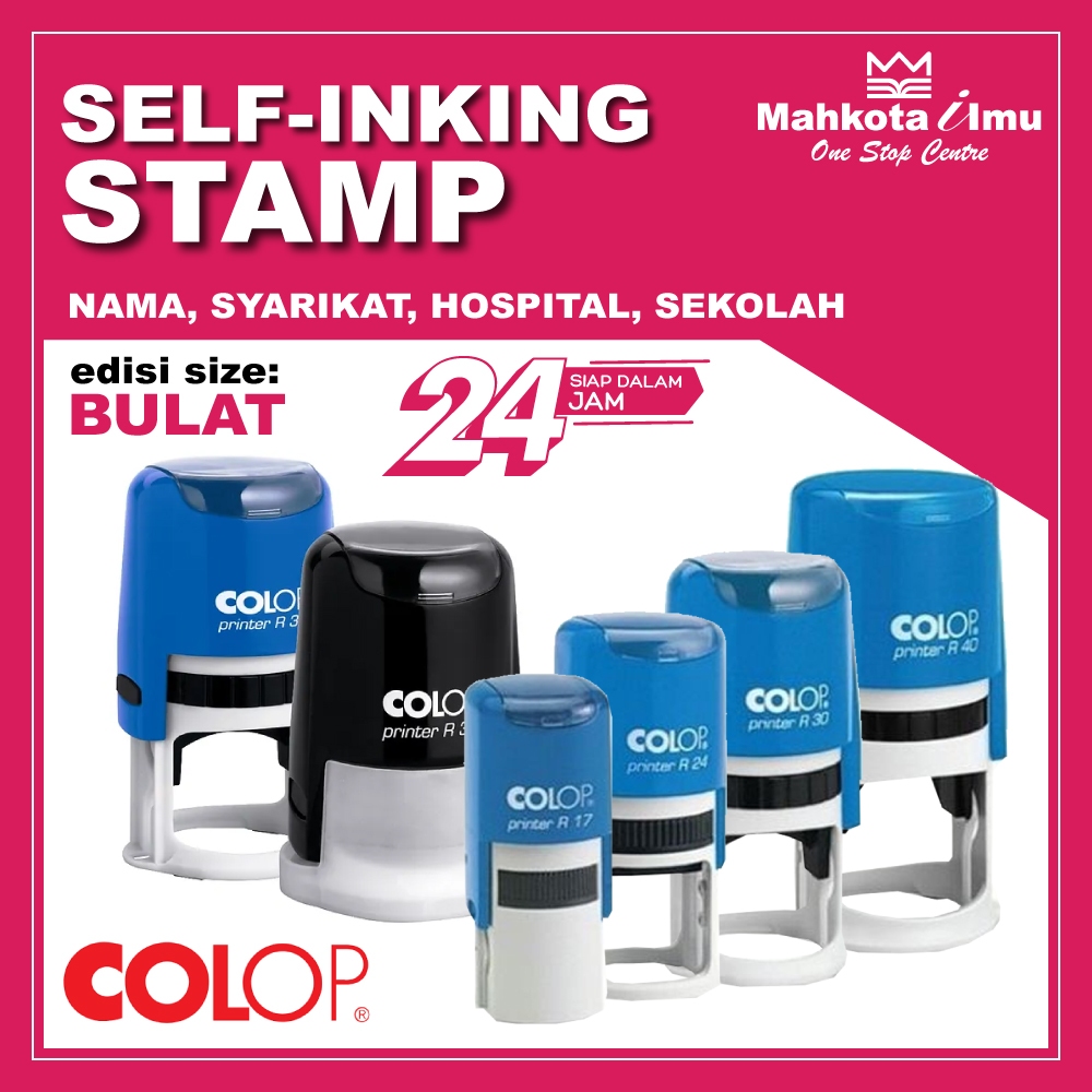 Self-inking stamp - bulat | Cop nama/syarikat/hospital/sekolah | siap dalam 24 jam (Custom made ...