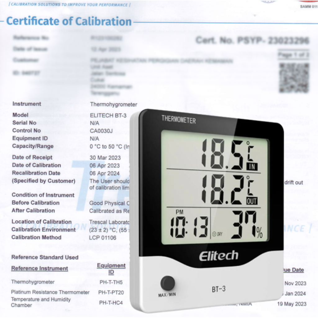 ELITECH BT-3 Thermohygrometer Indoor/Outdoor Digital LCD Thermometer ...