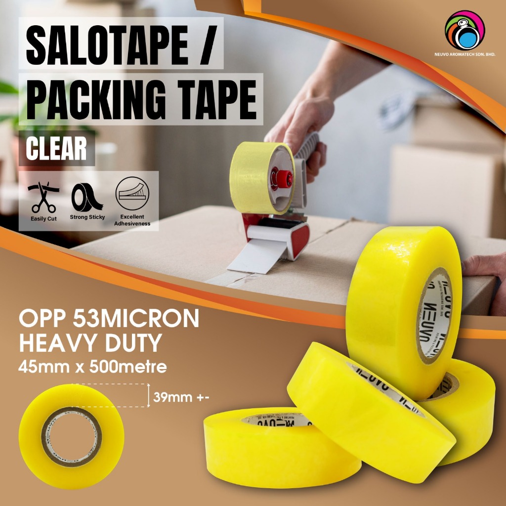 {READY STOCK} 1pcs Salotape / Packing Tape Clear OPP 53 Micron Heavy ...