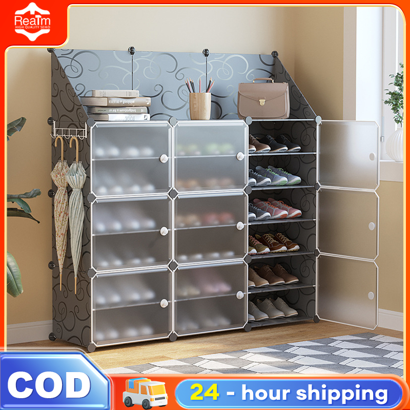 Shoe Rack With Door Rak Kasut DIY almari kasut Bertutup Rack Shelf Shoe ...