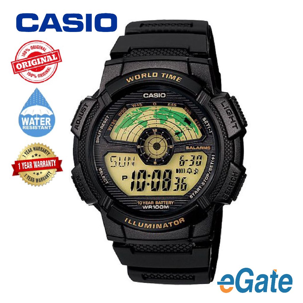 [100% Original] 1YearWarranty Casio AE-1100W-1BV Men Digital WORLD TIME ...