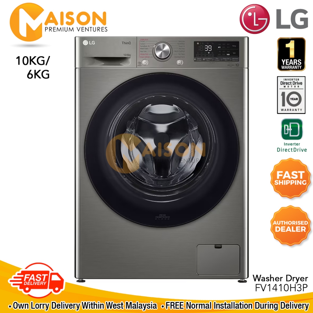 LG Inverter Washer Dryer 10kg /6kg with AI Direct Drive™ Steam+ ...