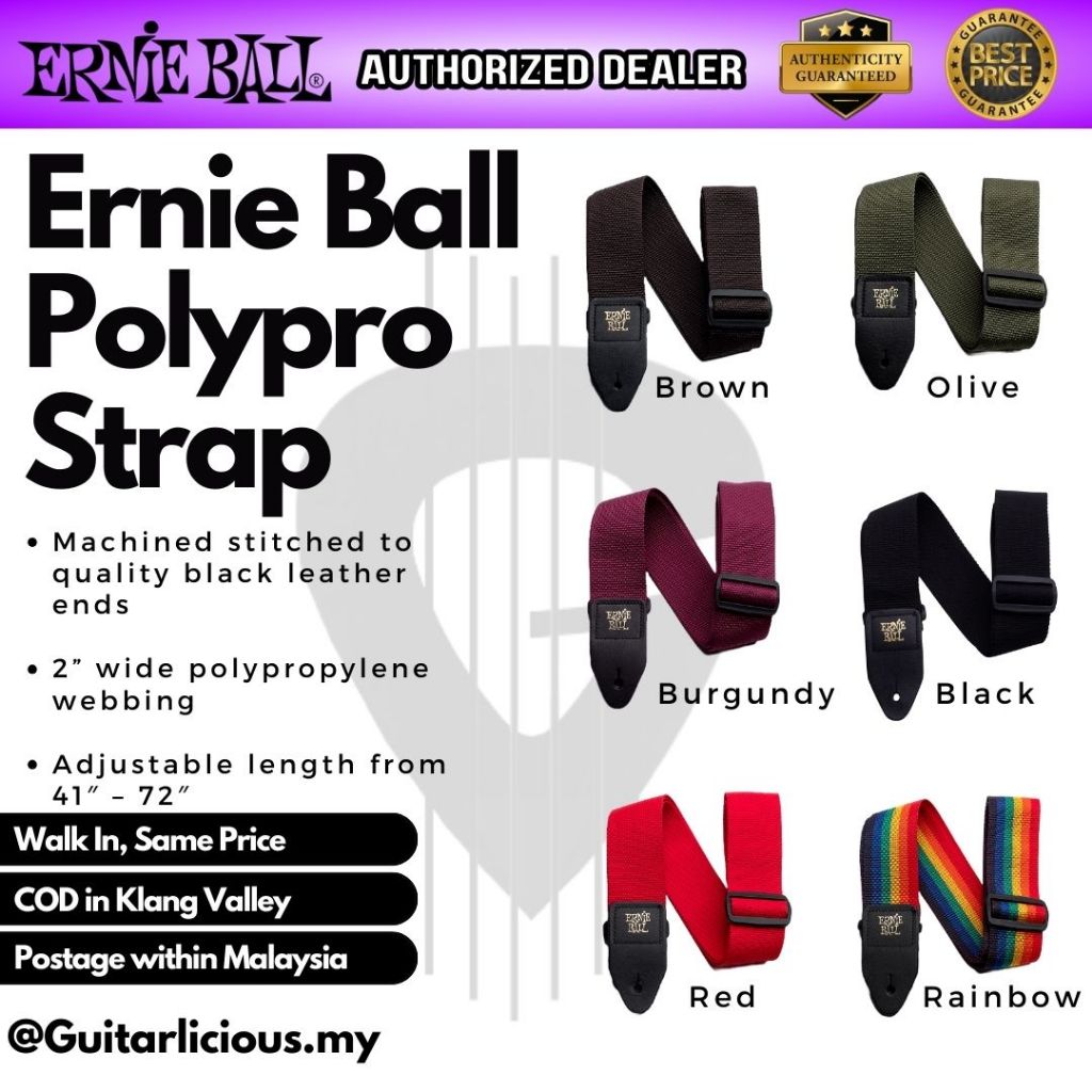 Ernie Ball Polypro Guitar Strap for Electric, Acoustic & Bass Guitar ...