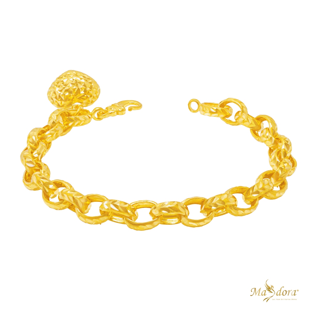 MASDORA 916 Gold Bracelet Rantai Tangan Emas ~ Solid Links Fluffy Love ...