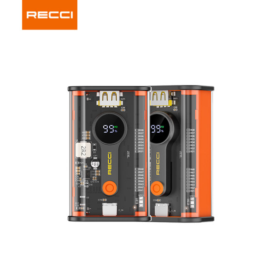 RECCI RPB_P35 PD20W + 22.5W Transparent Fast Charger Power Bank 10000mAh Two Output Ports -Type ...