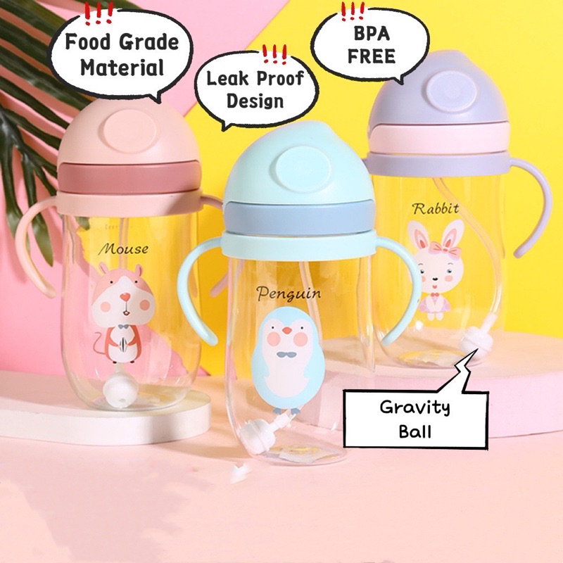350ml Botol Air Drinking Bottle Baby Children Learning Cup with Gravity ...