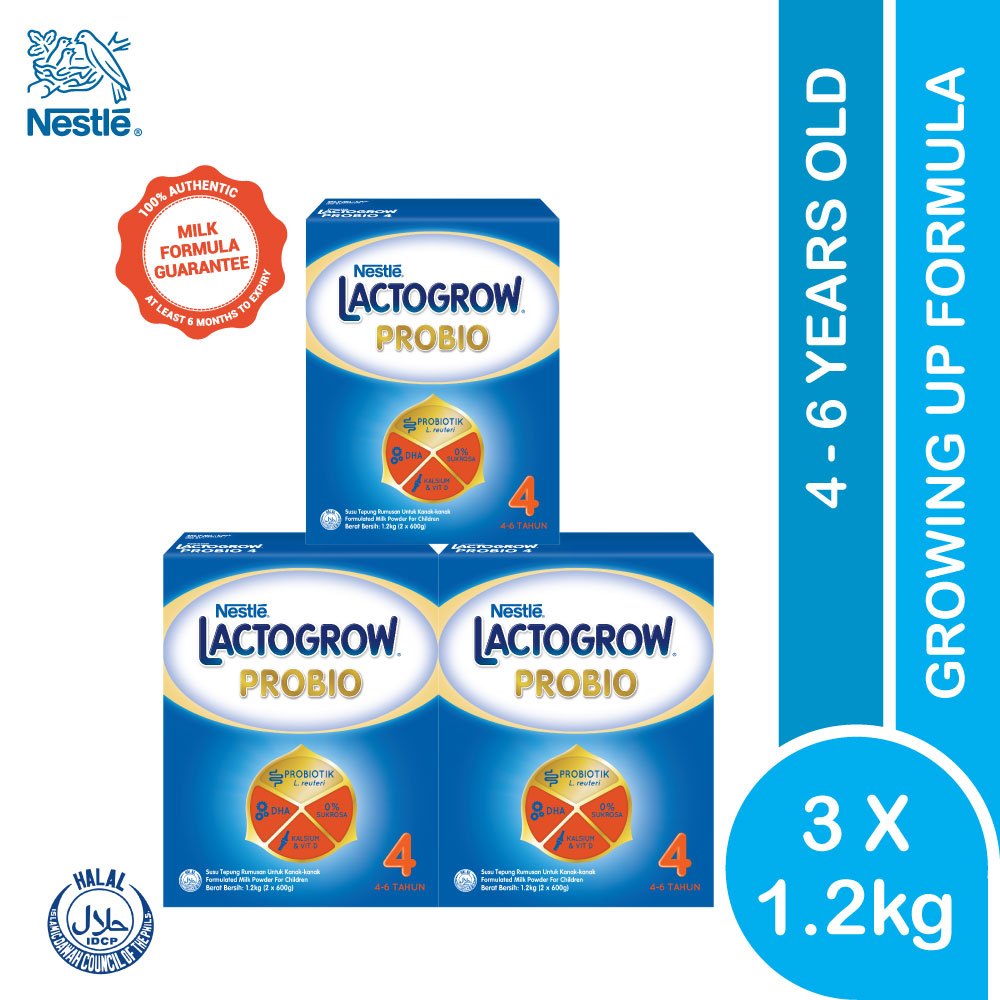 Nestle Lactogrow Probio 4 Milk Powder (1.2kg x 3) | Shopee Malaysia