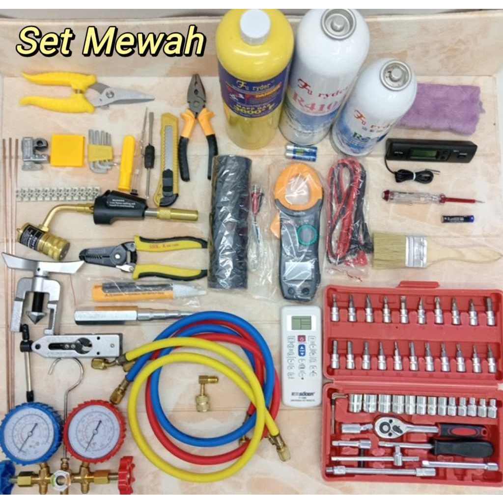 FULL SET TOOLS AIRCONDMAN INSTALLATION/SERVICE AIRCOND ALAT PASANG AIR ...