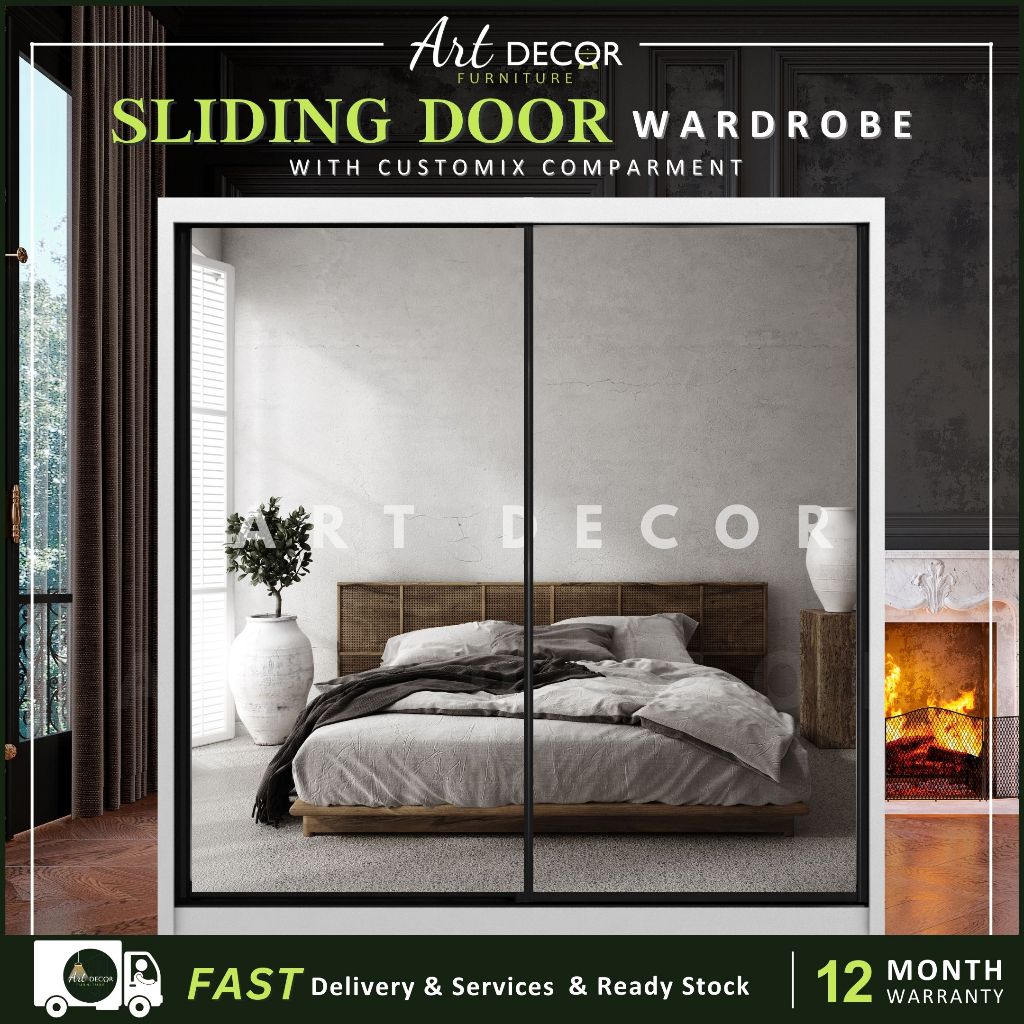 [FREE INSTALL] CUSTOM MIX Almari Baju Full Cermin /Mirror Wardrobe ...