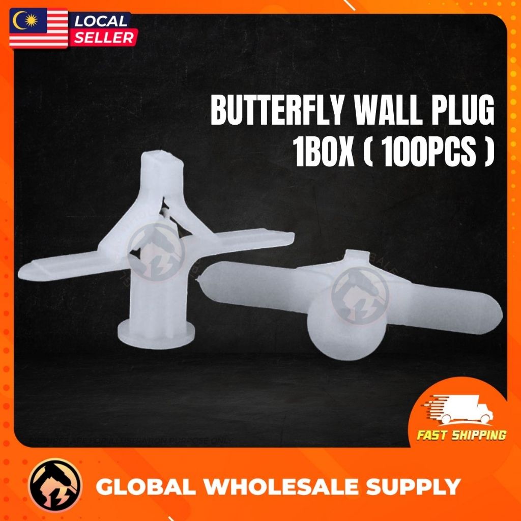 100PCS OK-IN PVC Butterfly Wall Plug Partition Wall Gypsum Board Wall ...